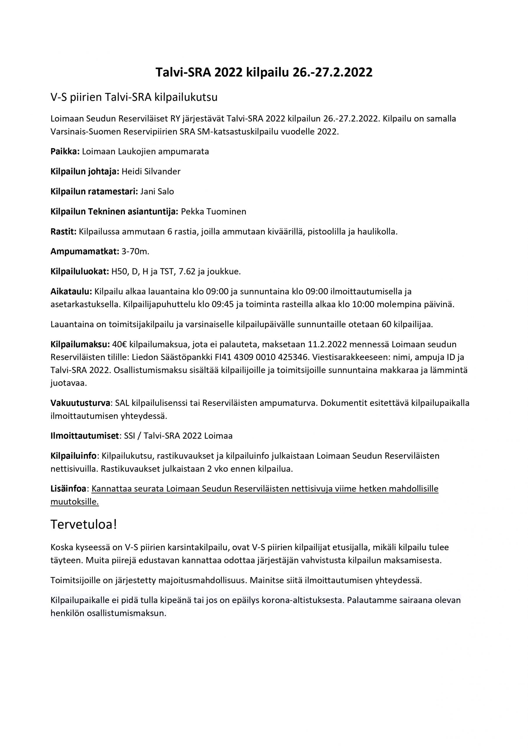 Talvi-SRA 26.-27.2.2022 - Loimaan Seudun Reserviläiset ry